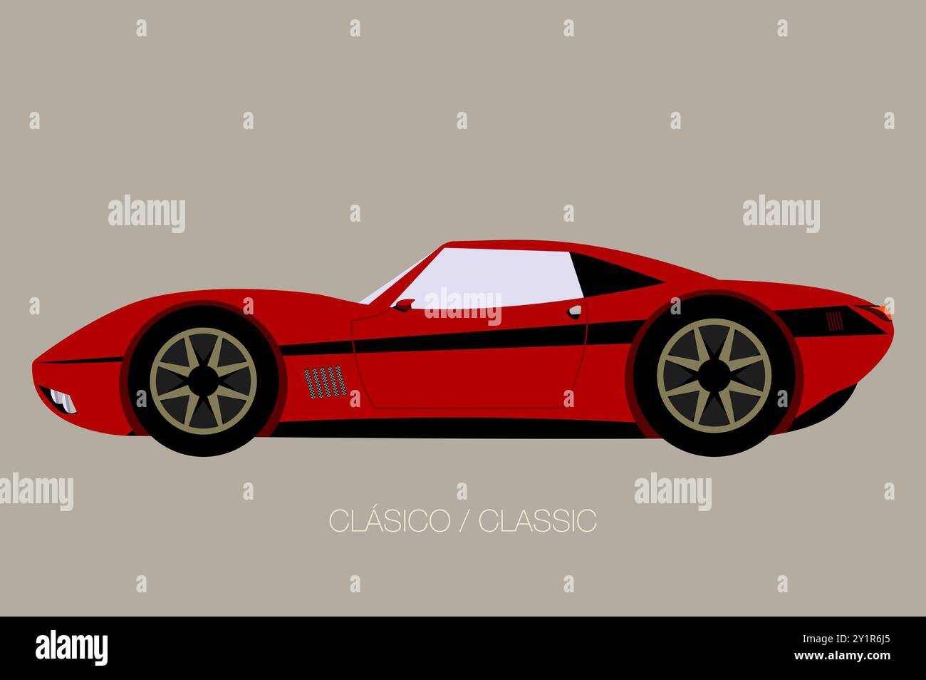 Classic supercar in vector. Side view with perspective. Flat design ...