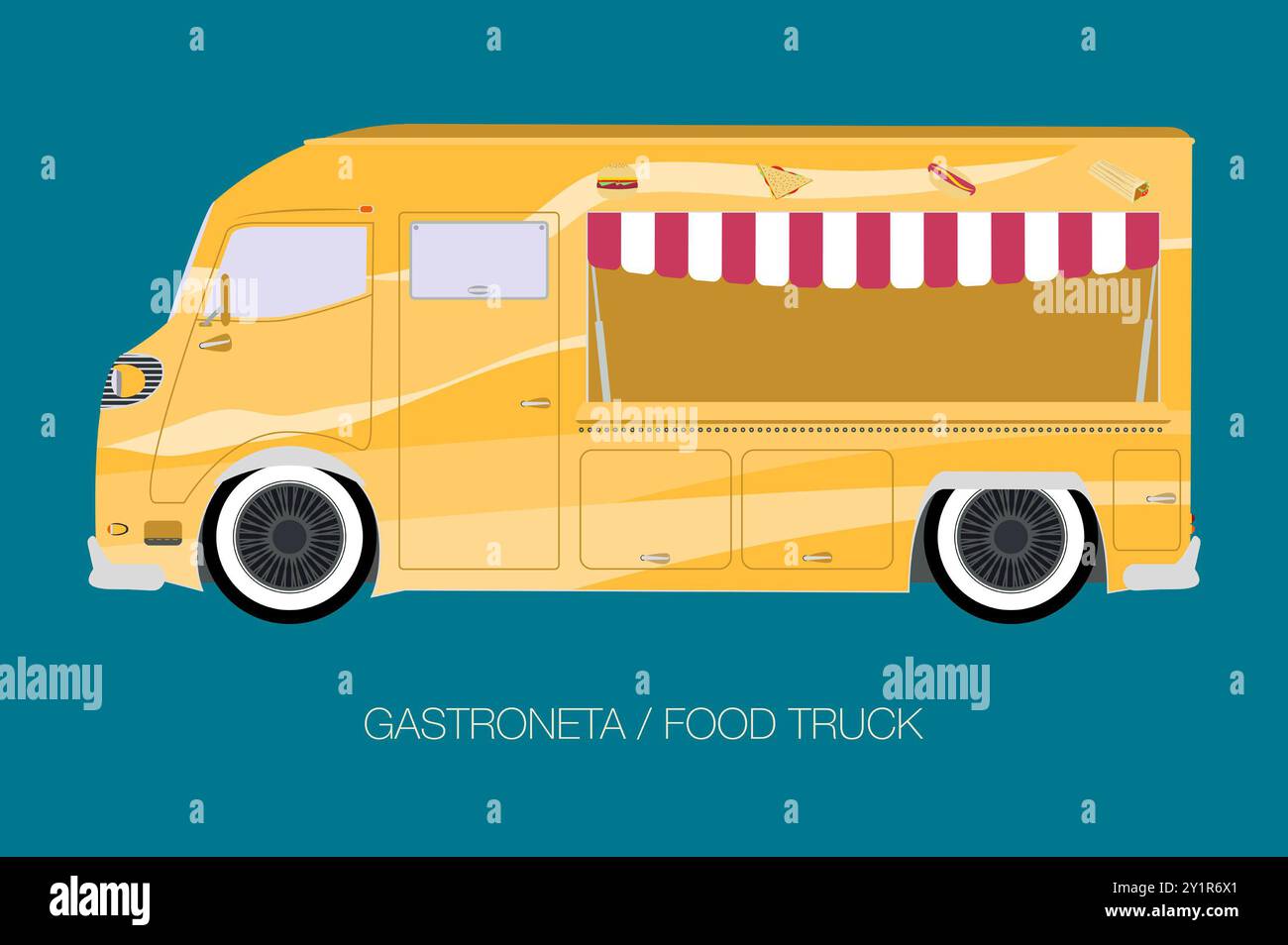 food truck van, side view, flat design style Stock Photo - Alamy