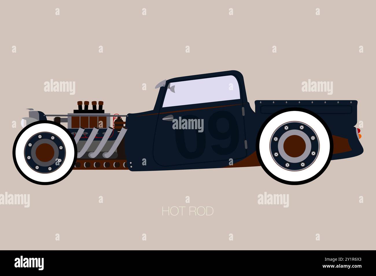 pick up hot rod, side view of car, automobile, motor vehicle Stock ...
