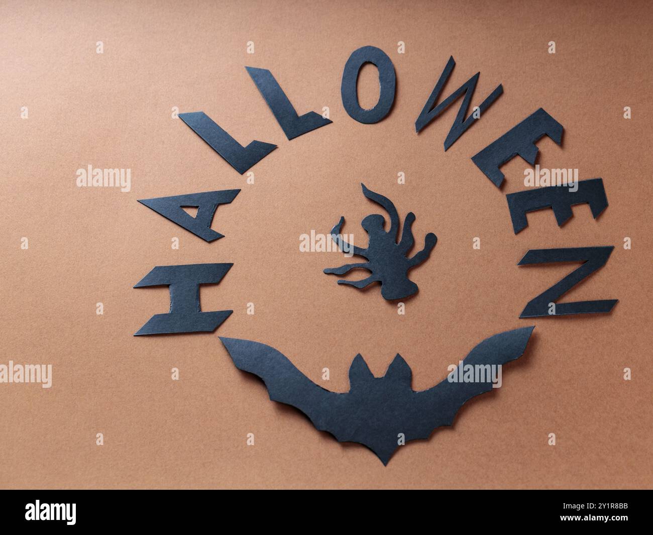 Creepy Halloween Lettering with Horror Symbols and Silhouettes for ...