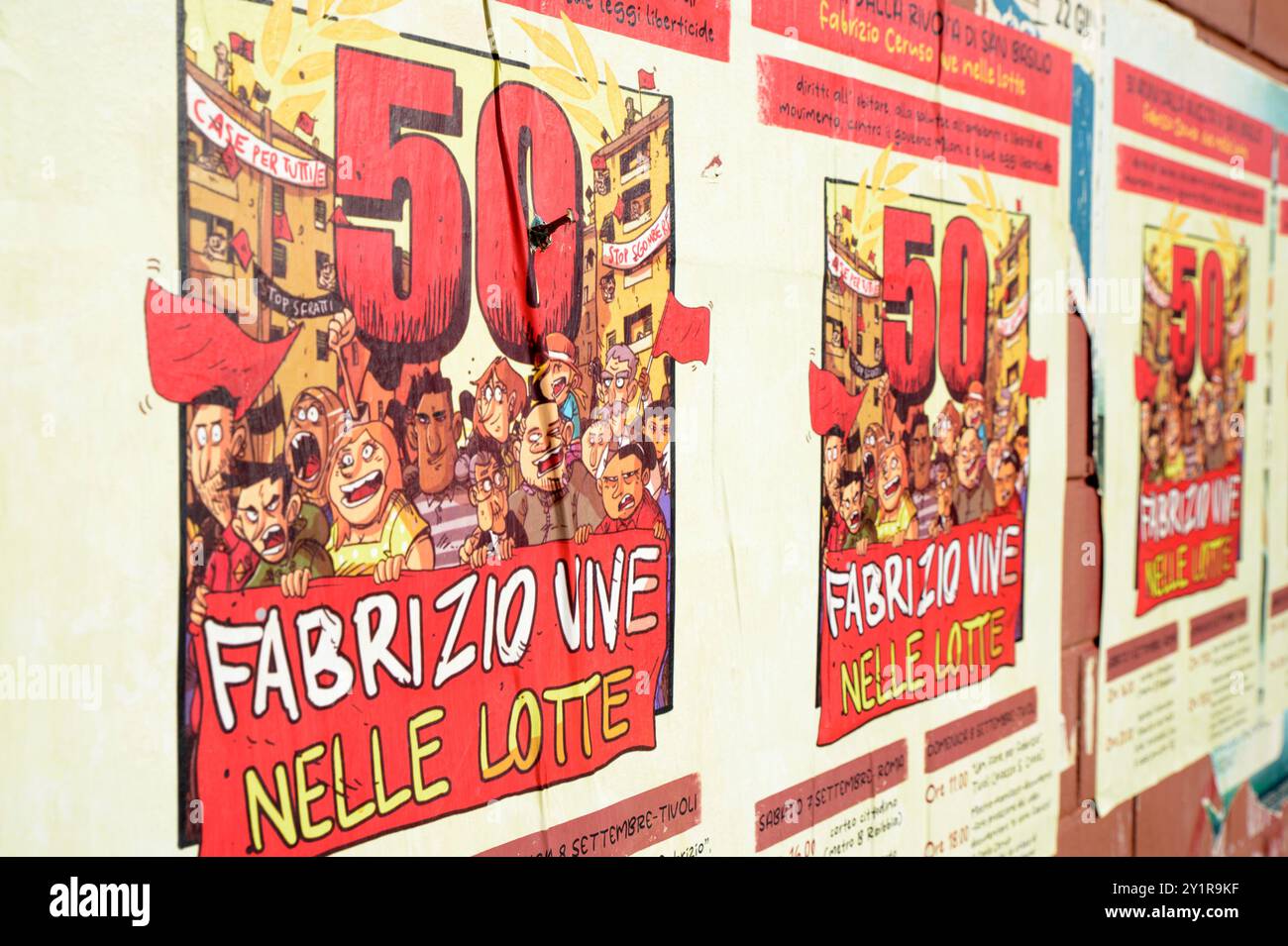 Rome, Italy. 7th Sep, 2024. Posters with the slogan '50, Fabrizio lives ...