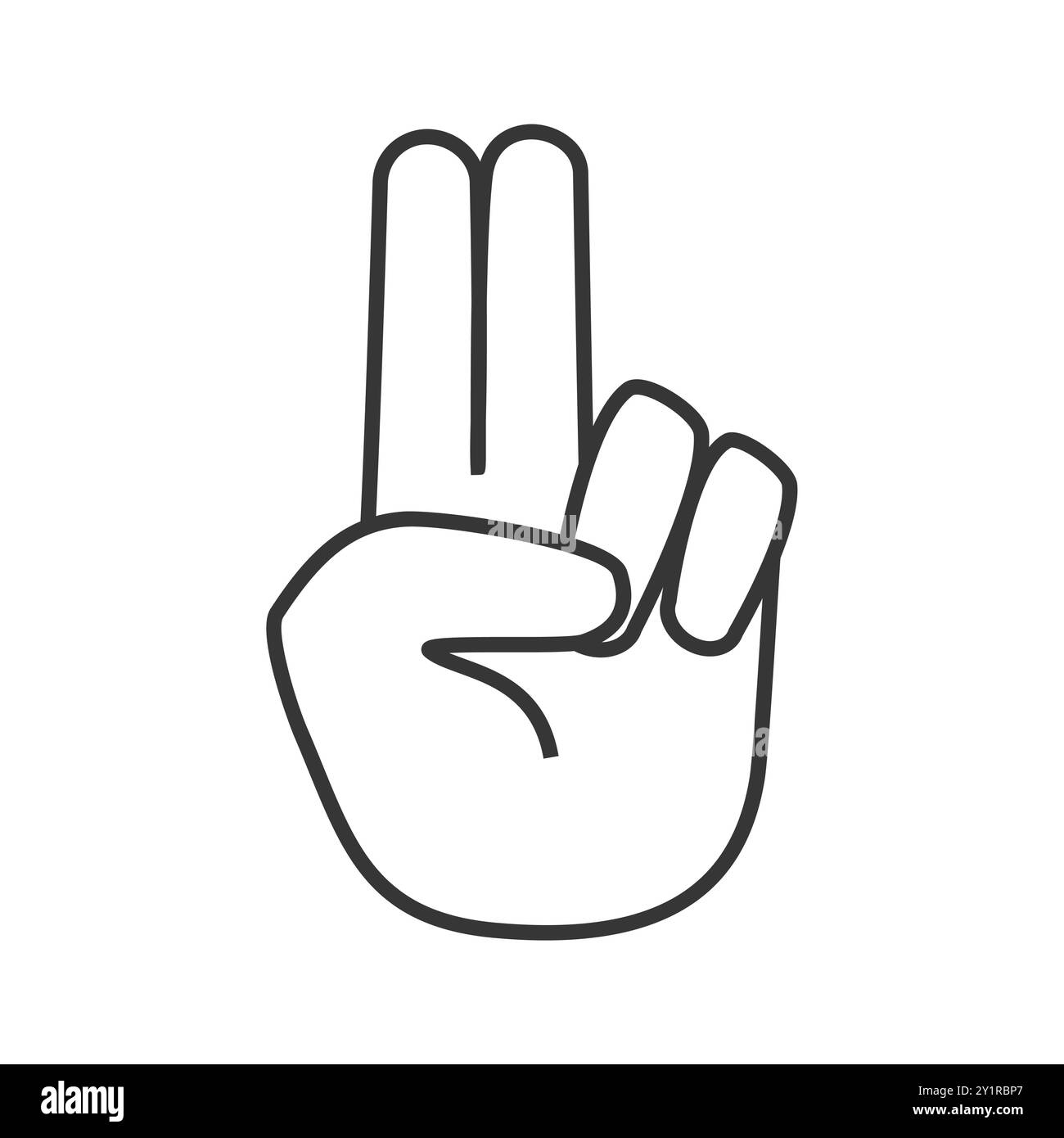 Line art vector illustration of a peace sign hand gesture, symbolizing ...