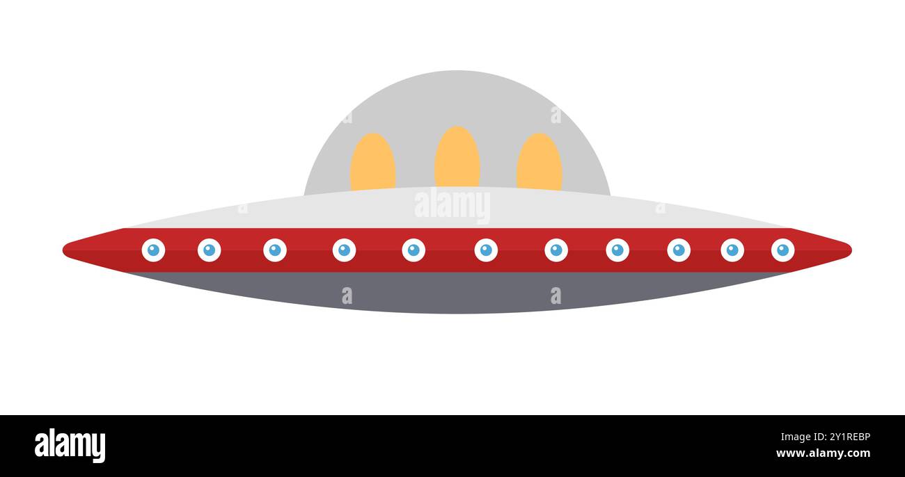 Illustration of a colorful UFO flying through space with a unique ...