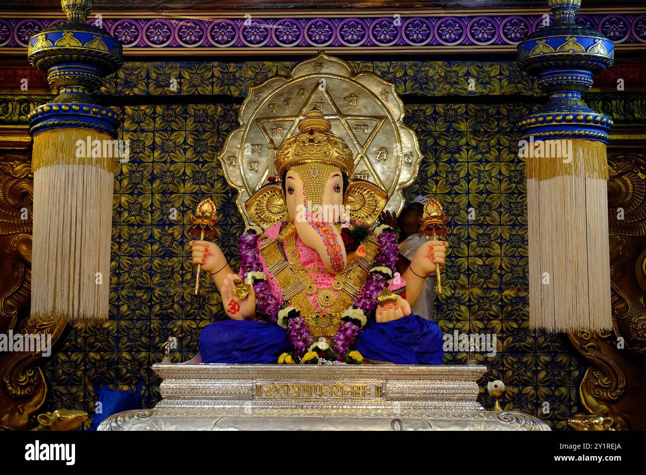 08 September 2024, Pune, Maharashtra, India, Beautiful sculpture of Lord Ganesh called as Babu ...