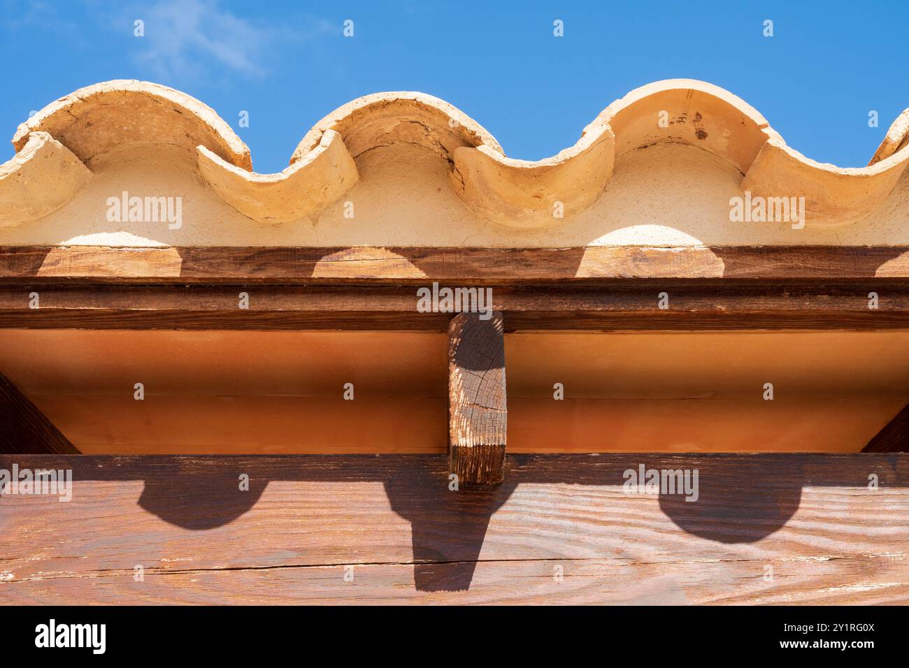 spanish roof terracotta pantile roof tiles and eaves detail with roff ...