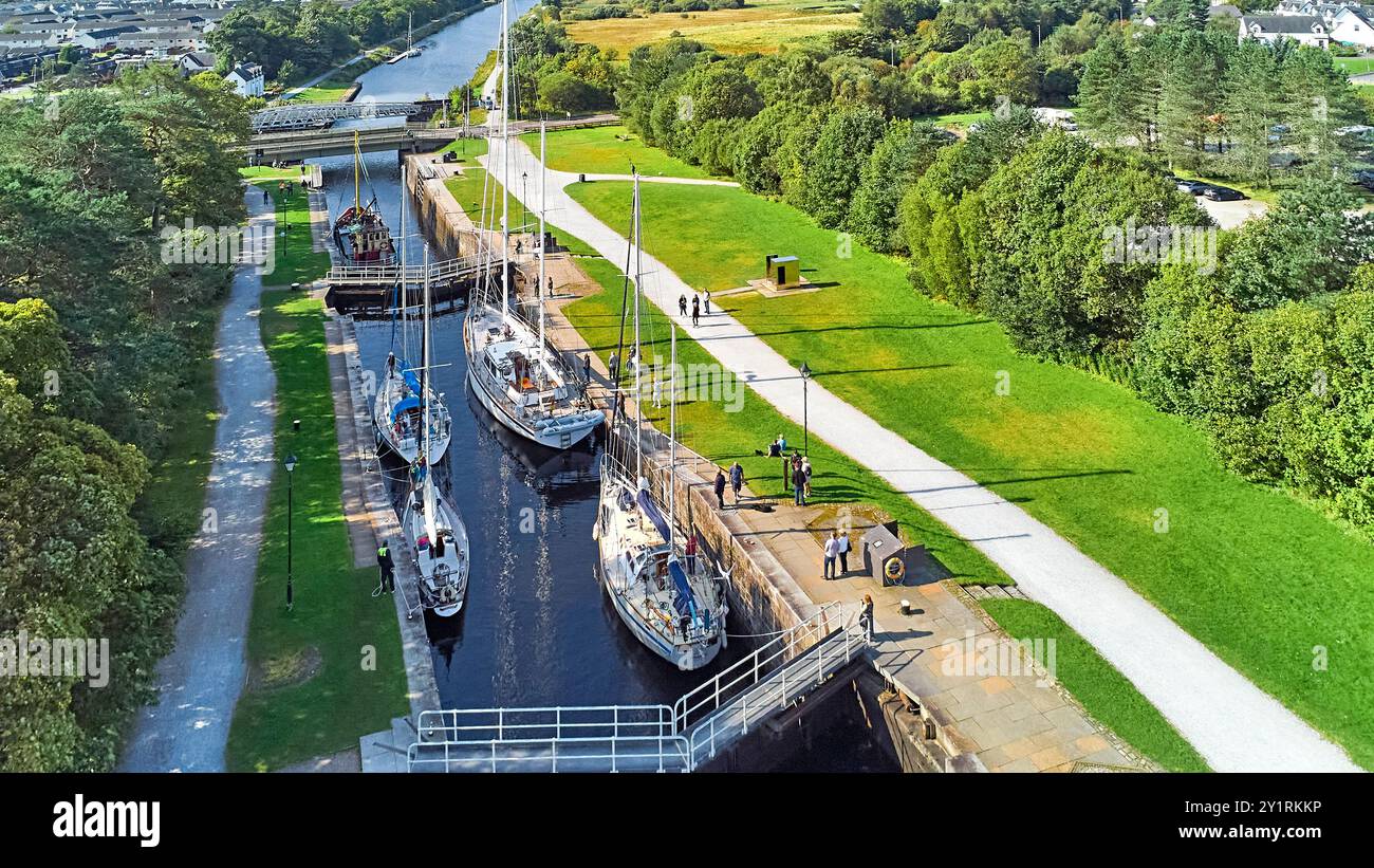 Neptunes Staircase Banavie Fort William Scotland four yachts moored in ...