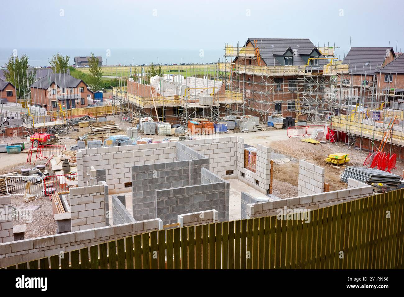 Llandudno, North Wales, UK, 09-08-2024. Large construction site with ...