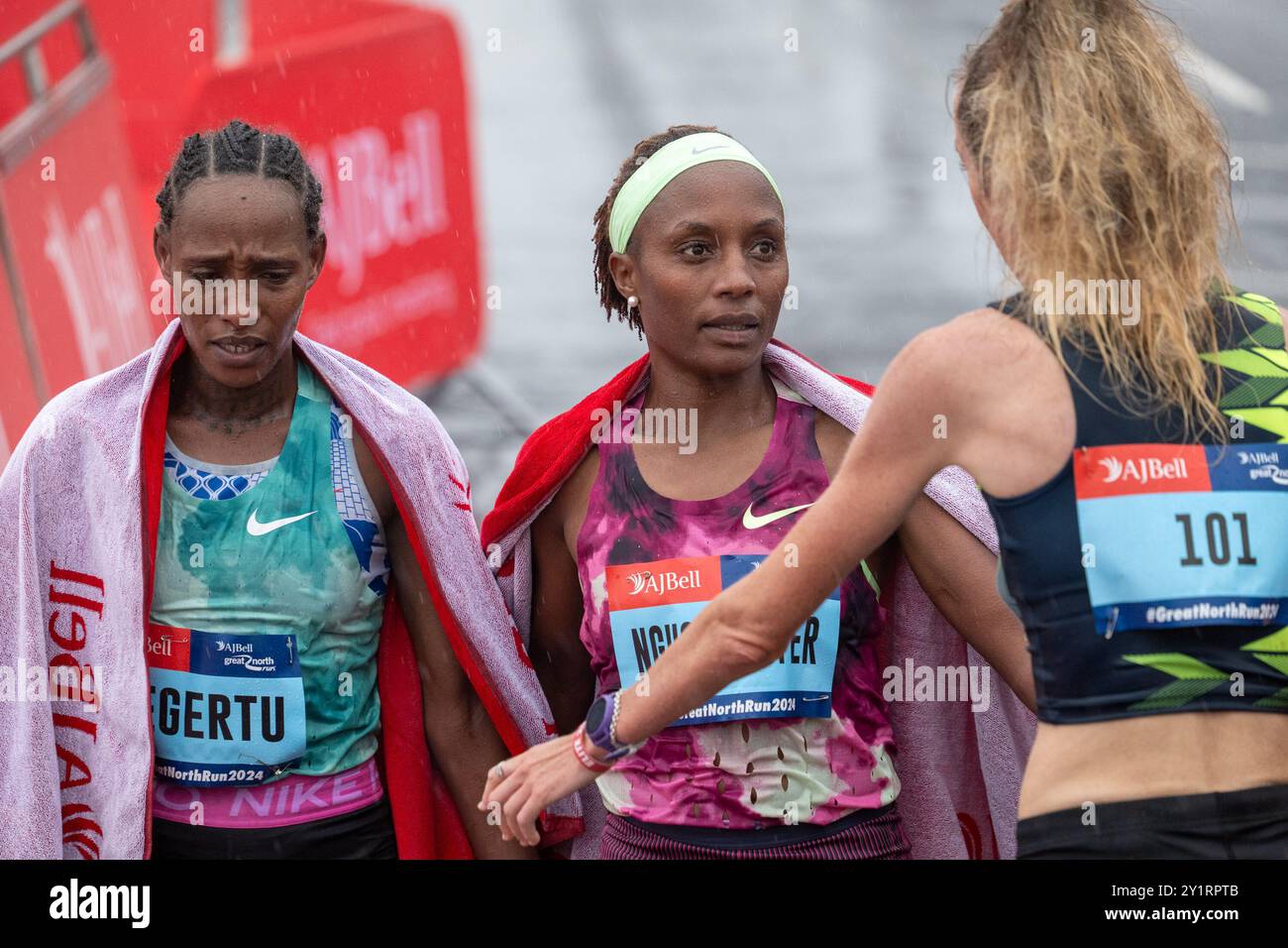 South Shields, UK. 8th September 2024. Eilish McColgan congratulating ...