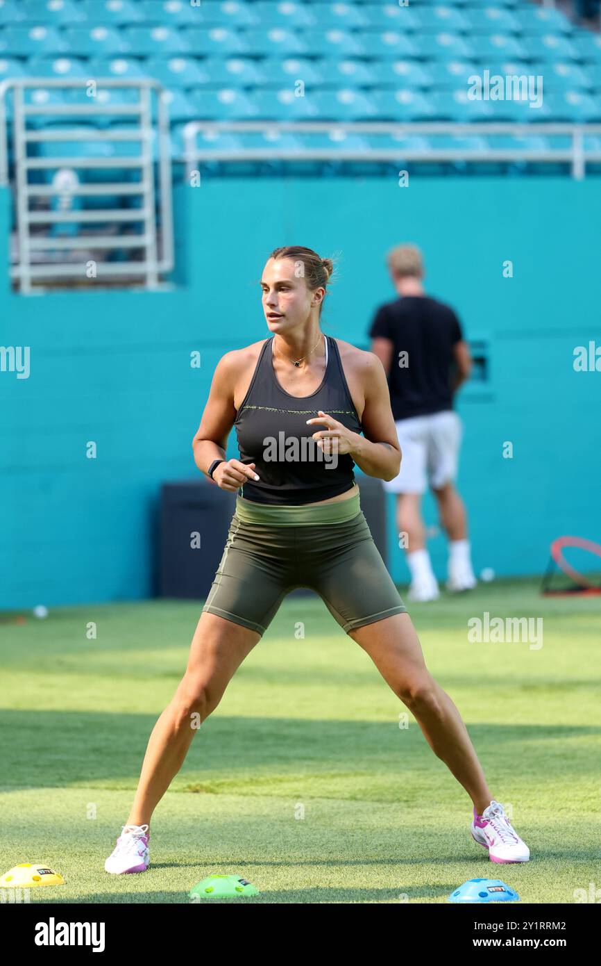 MIAMI GARDENS, FLORIDA - MARCH 26: Aryna Sabalenka at Hard Rock Stadium ...