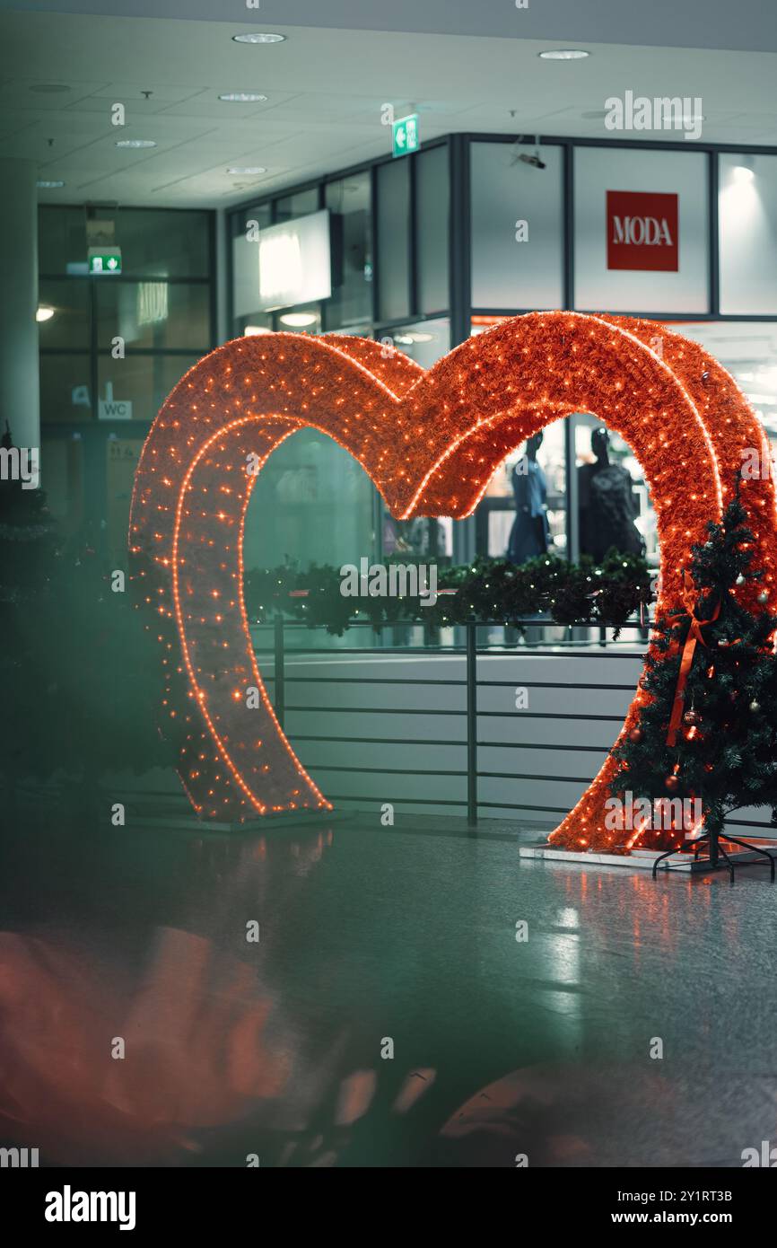 Heart structure in Sampokeskus shopping center in Rovaniemi, Lapland ...