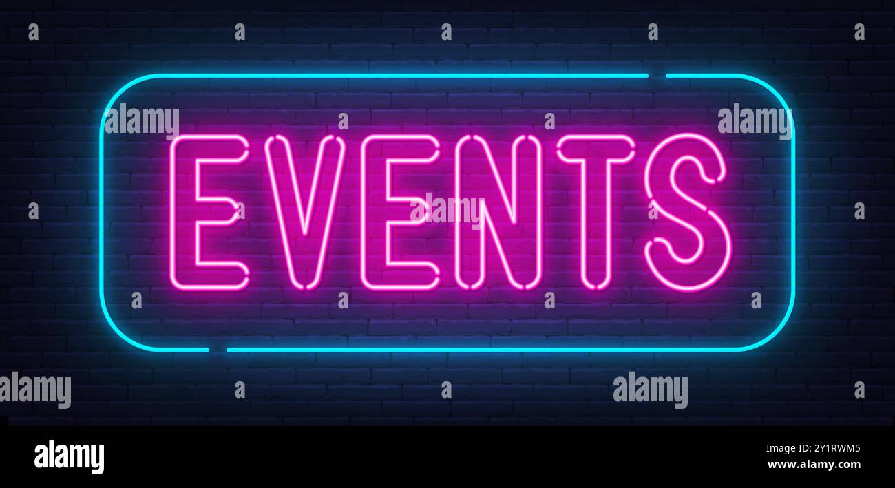 Event neon sign in frame on brick wall background Stock Vector Image ...