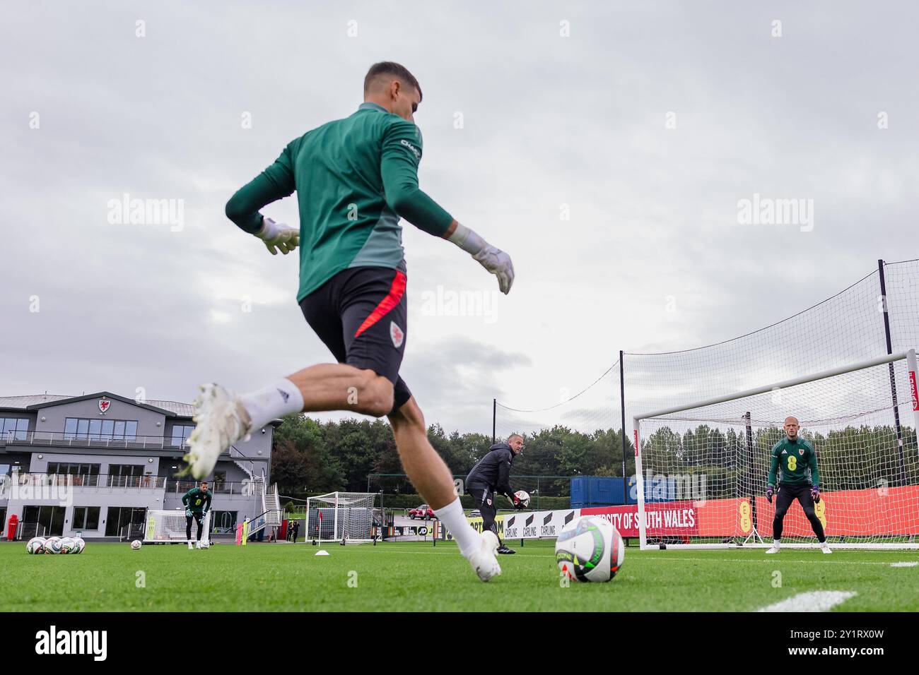 PONTYCLUN, UK. 08th Sep, 2024. Wales' goalkeeper Karl Darlow during a ...
