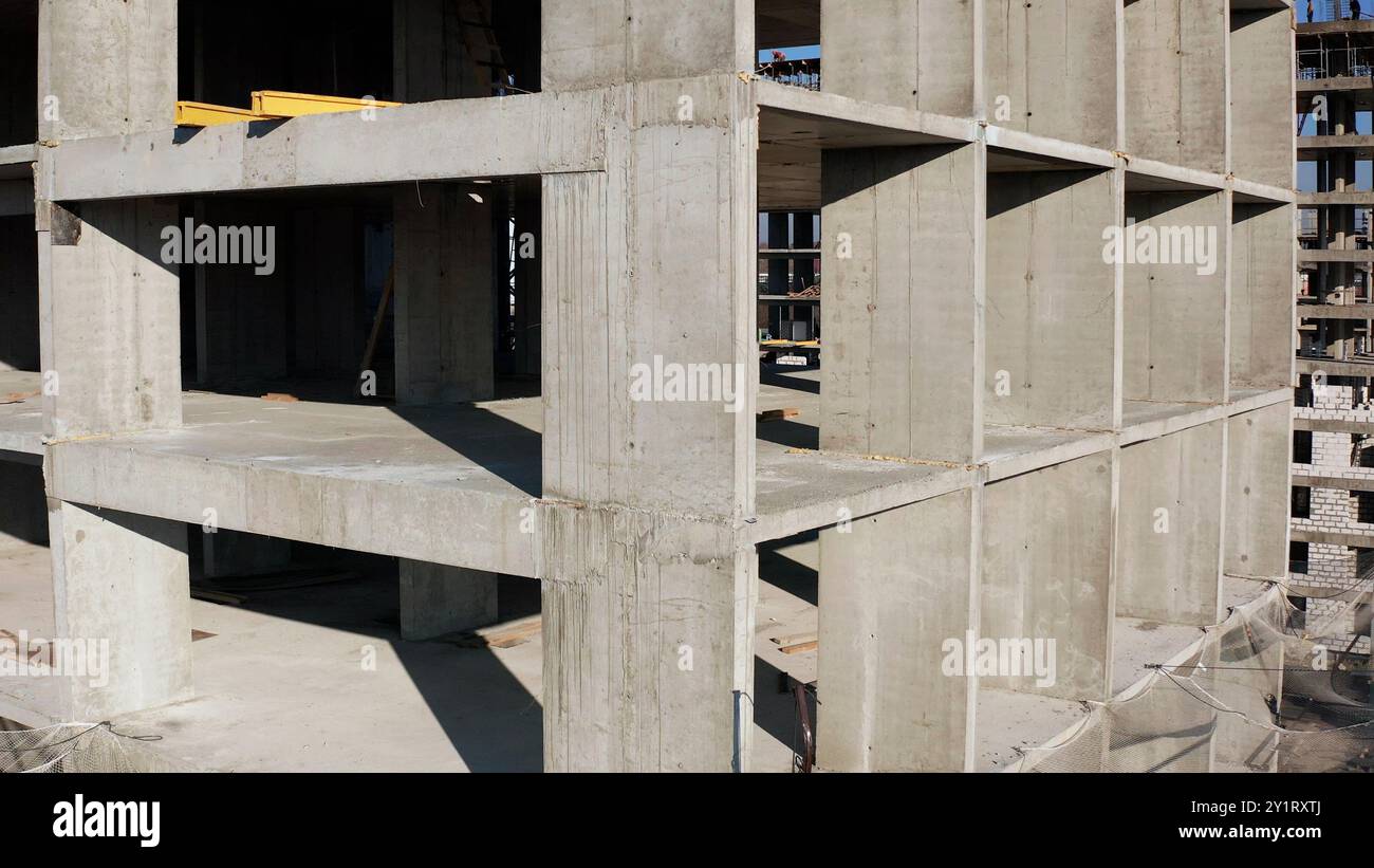 Concrete construction of a new high-rise apartment building. An ...