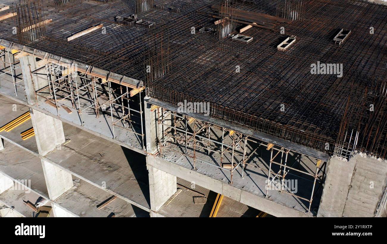 Solid walls of concrete. The framework for the walls. Formwork for ...