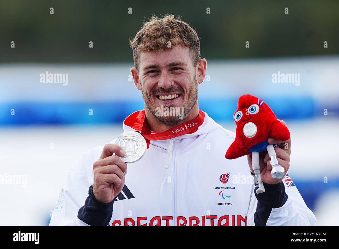 Great Britain's Jack Eyers on the podium with the silver medal after ...