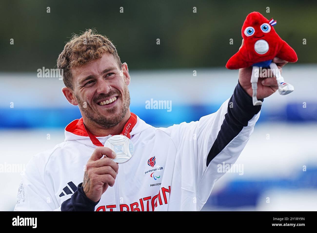 Great Britain's Jack Eyers on the podium with the silver medal after ...