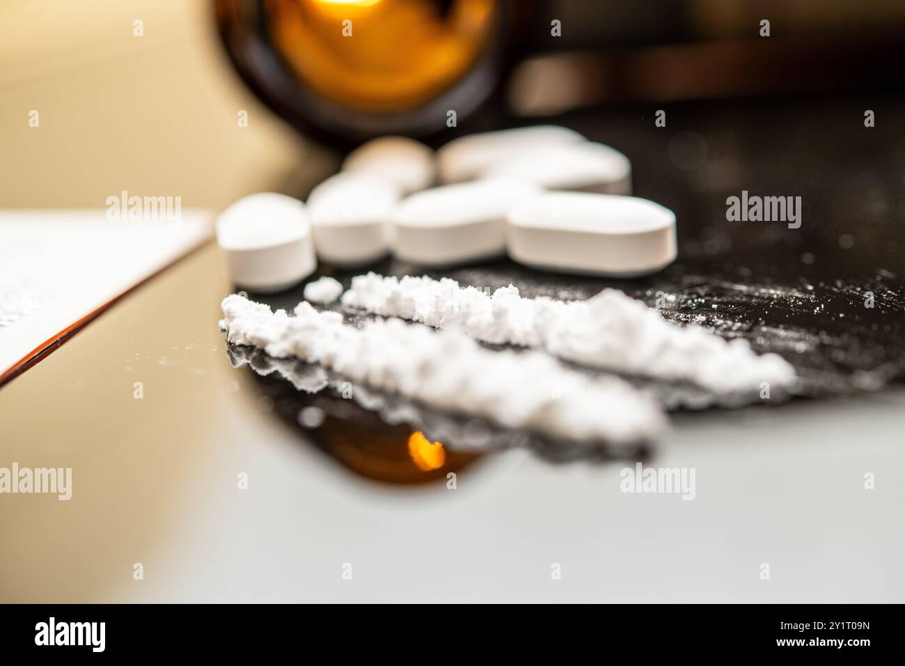 A close-up view of opioids, including fentanyl, presented in various ...