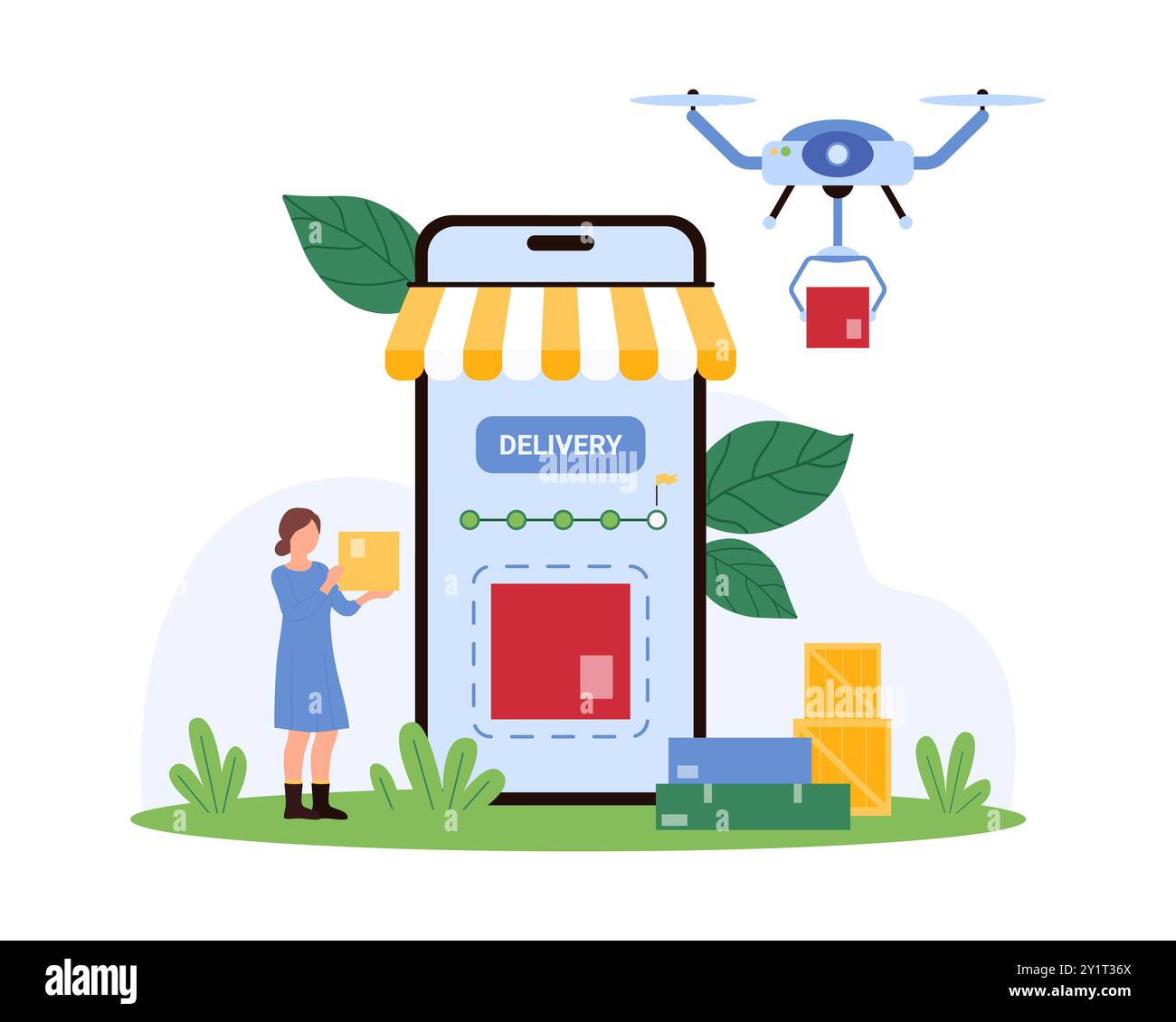 Drone delivery, tracking service of package shipments via mobile app ...