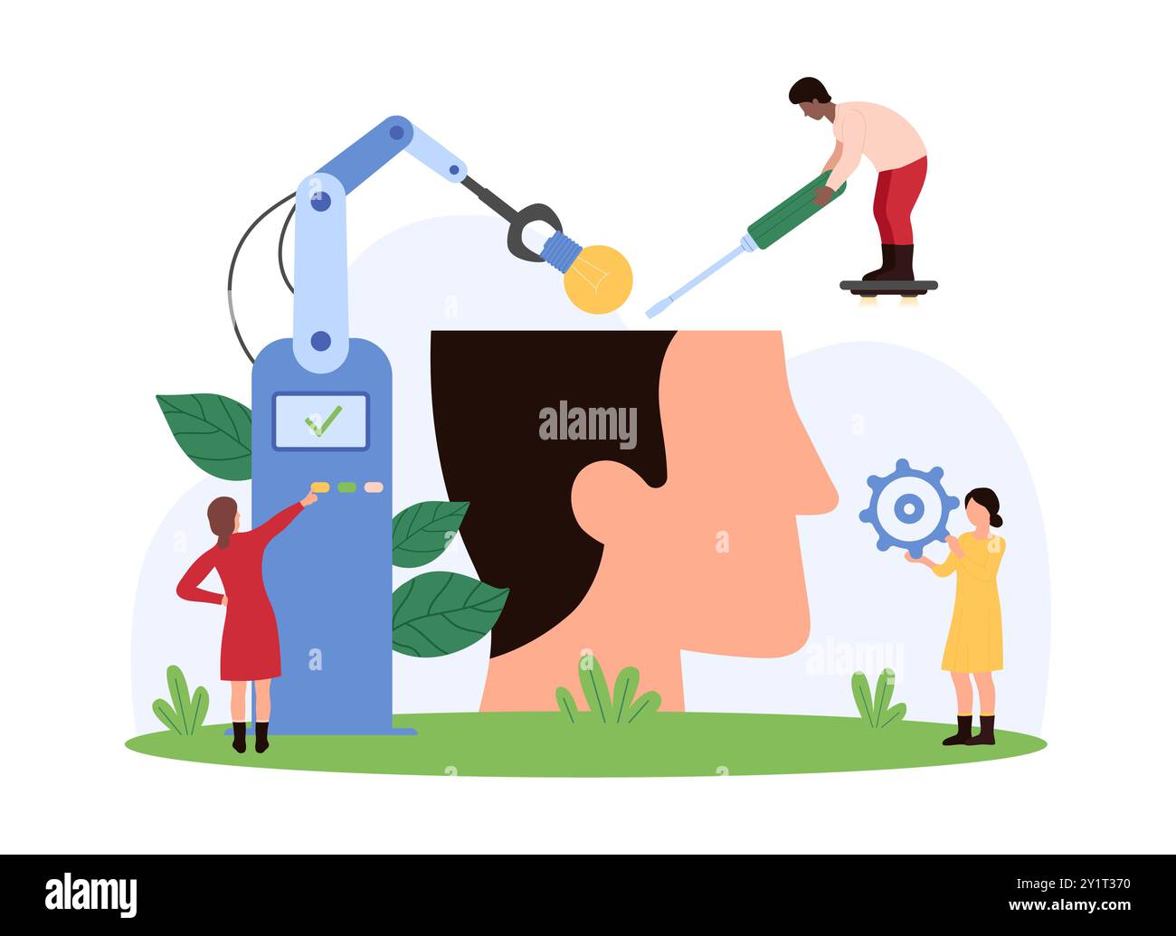 Creative idea development, open mind for genius solution and innovation ...