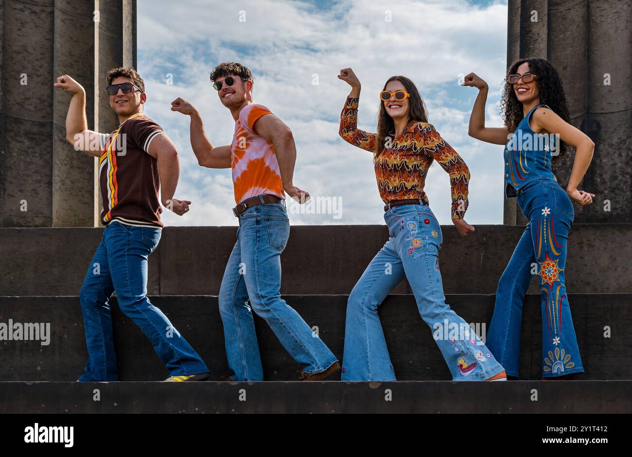 Singers and actors in 1970s musical Official KC and the Sunshine Band ...