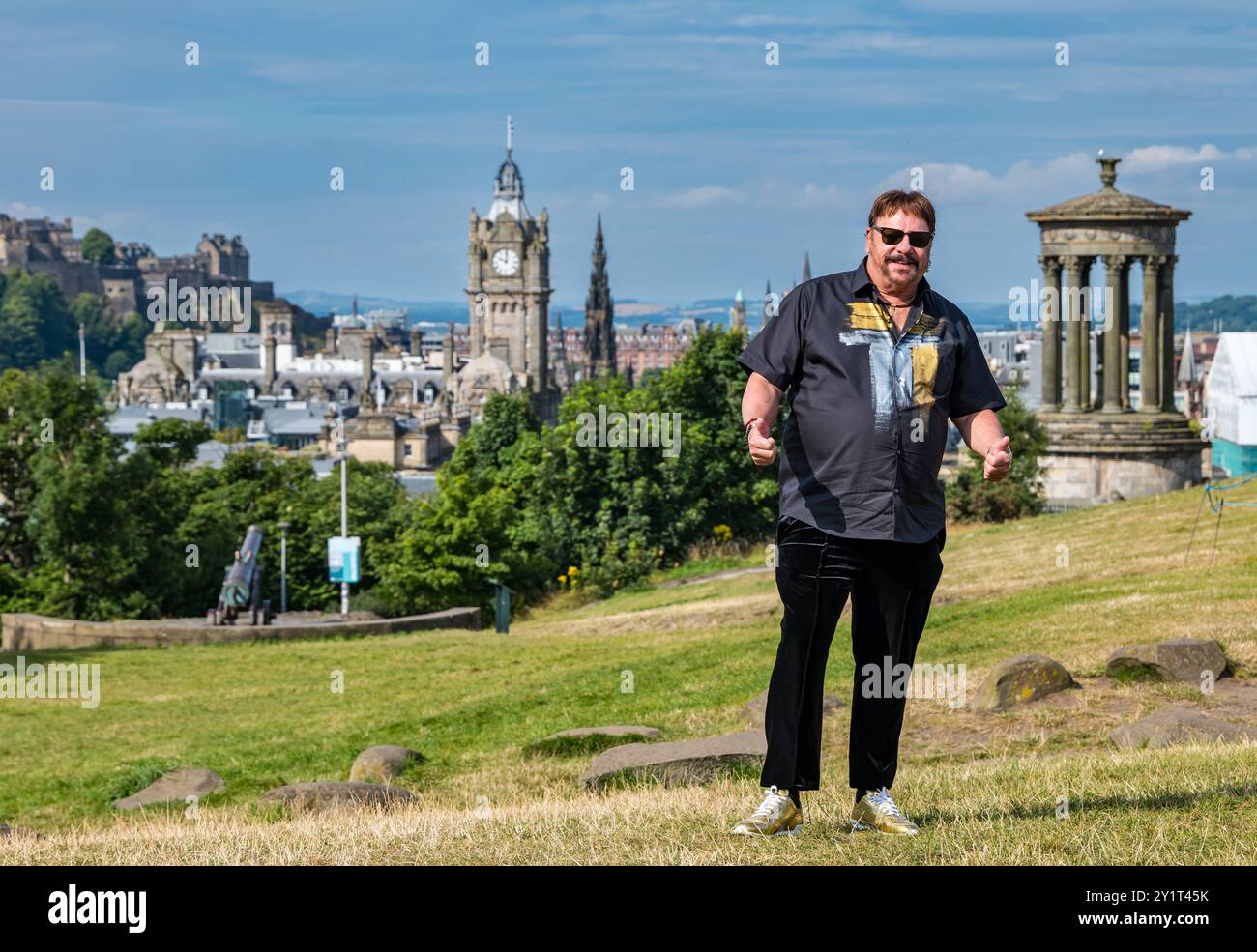 Harry Wayne Casey aka Official KC on Calton Hill during Edinburgh ...