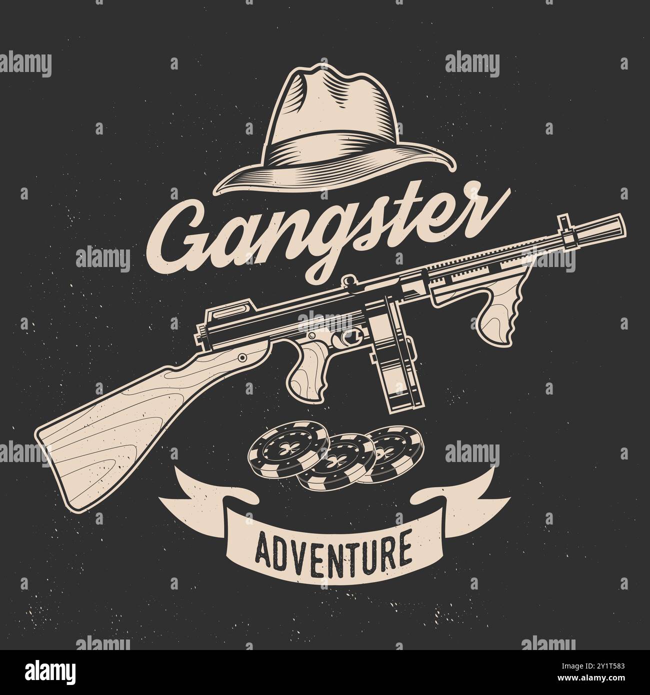 Gangster adventure. Vintage print, logo, badge design with Mafia ...