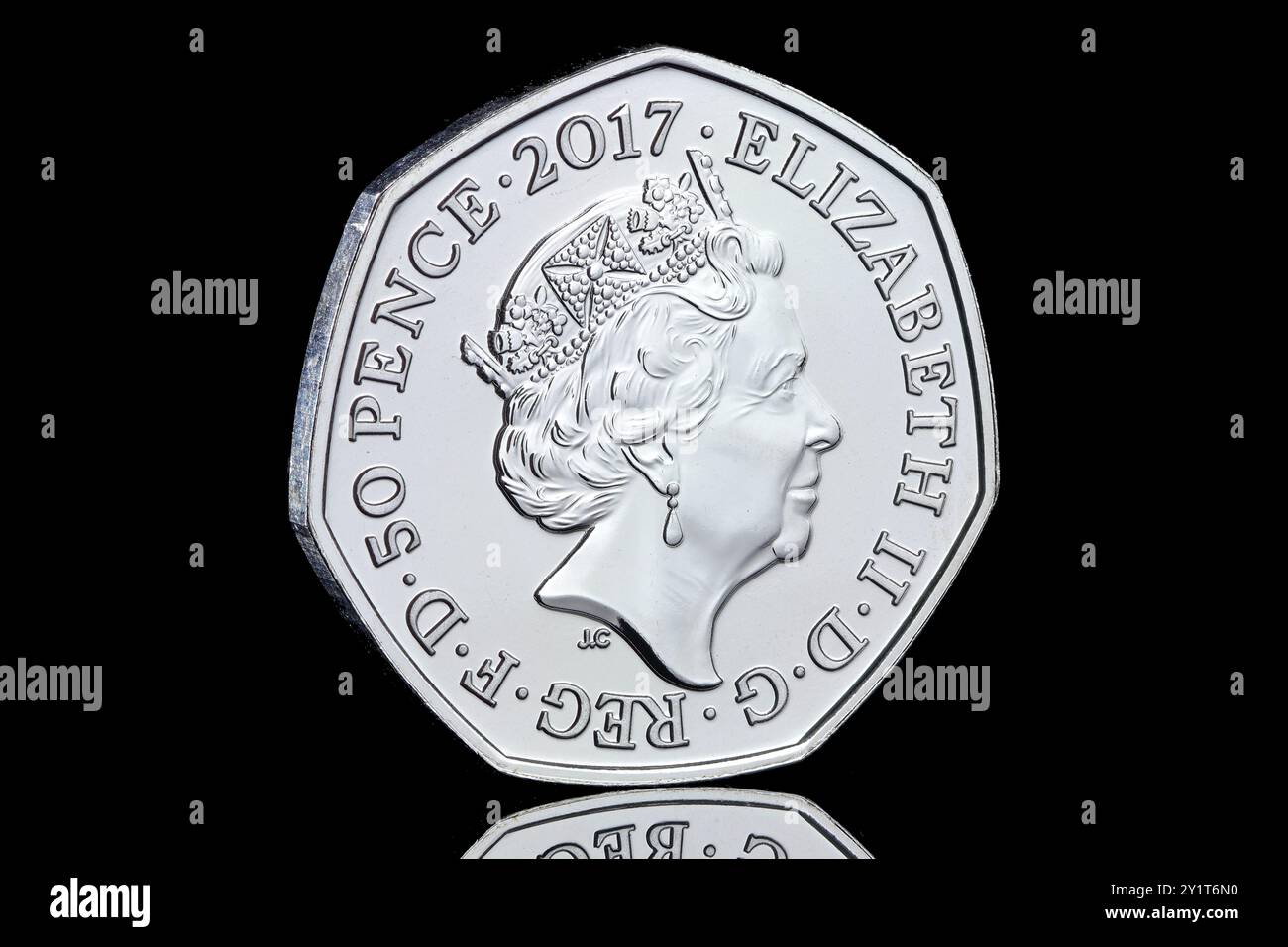 The obverse side of a Peter Rabbit 50p coin. This is the 5th coin ...