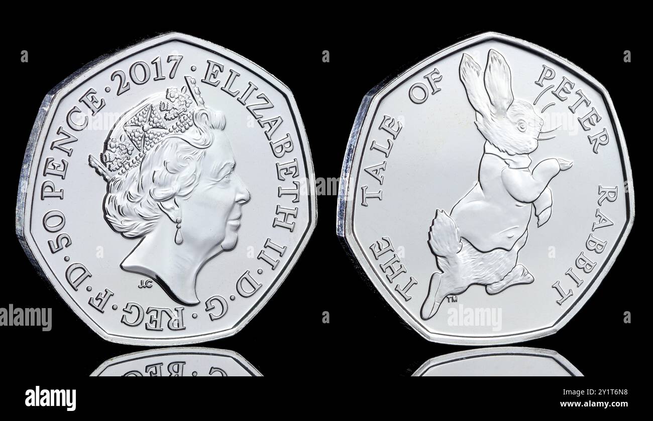 The front & back of The Tale Of Peter Rabbit 50p coin issued in 2017 by ...