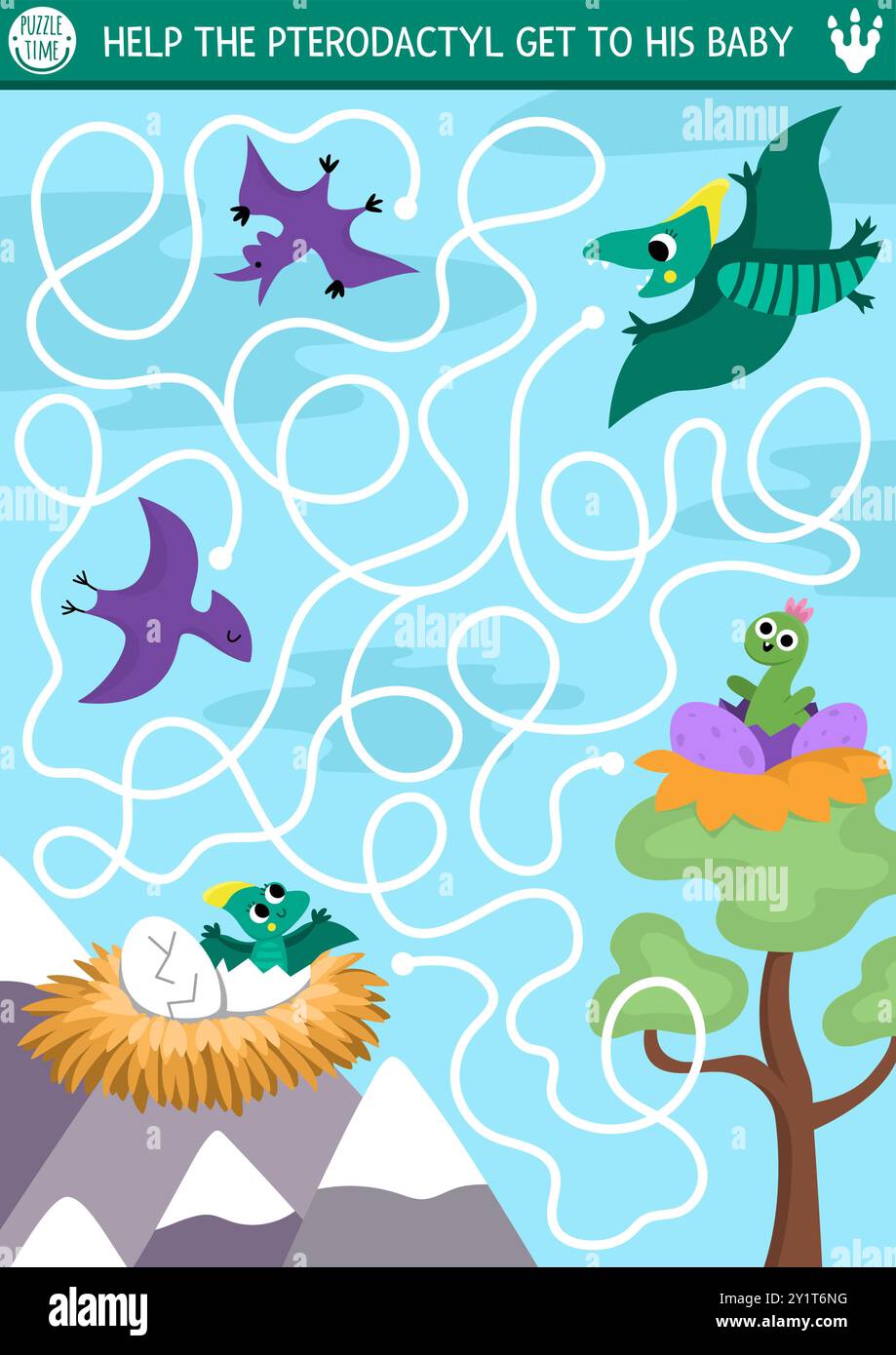 Dinosaur maze for kids with cute animals and ancient world landscape ...