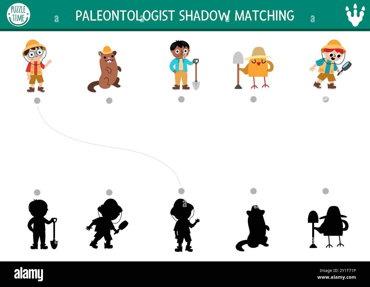 Dinosaur shadow matching activity with paleontologists. Prehistoric ...