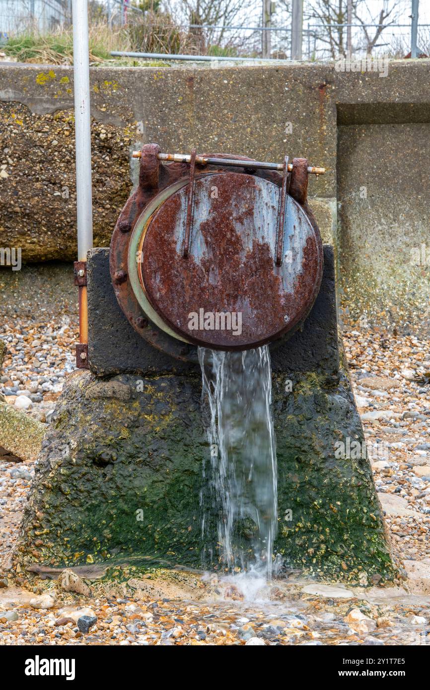 sewage outlet pipe on a beach on the isle of wight uk, water outlet ...