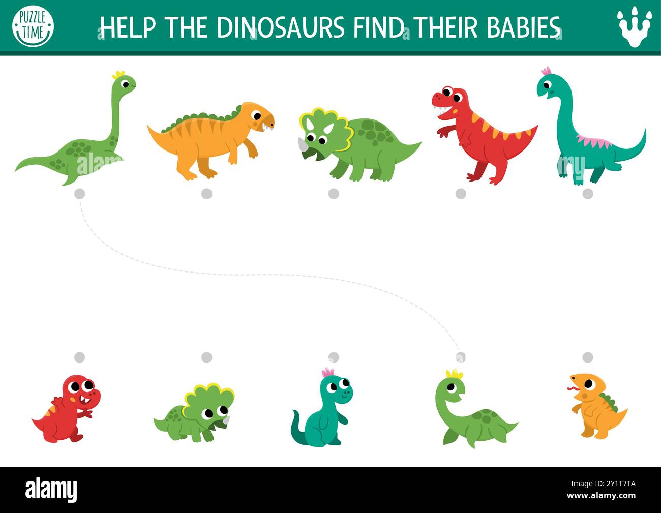 Dinosaur matching activity with cute animals and their babies ...