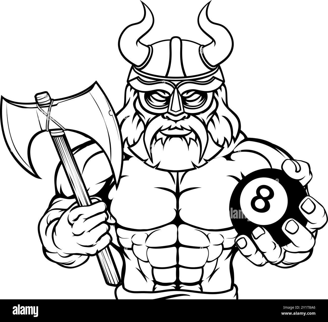 Viking Pool 8 Ball Billiards Mascot Cartoon Stock Vector Image & Art ...