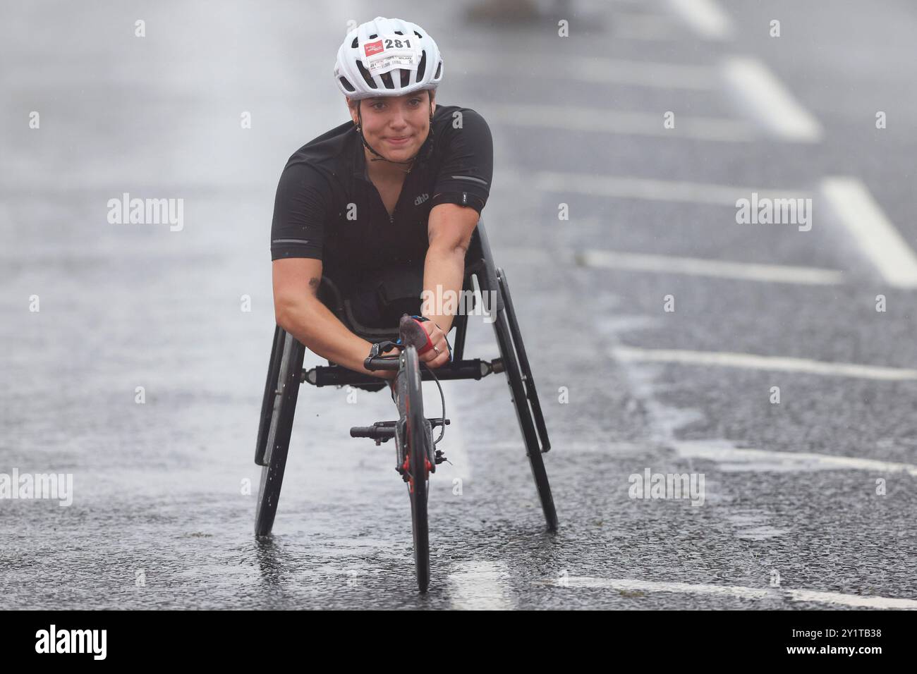 Jade Hall wins the Women's Wheelchair race during the AJ Bell Great ...