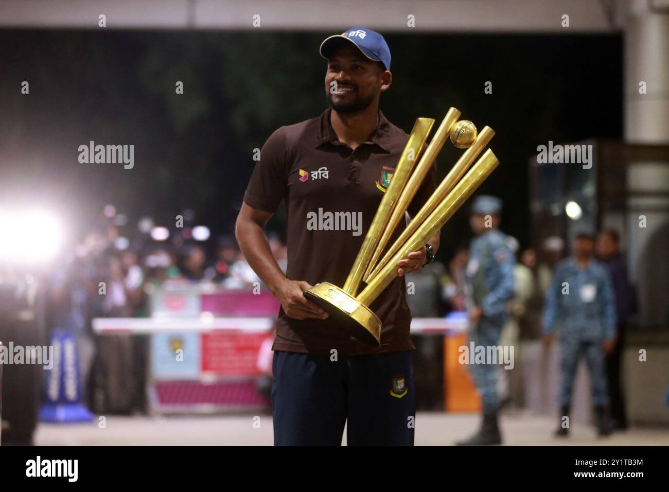 Bangladesh Test Team captain Nazmul Hossain Shanto possess along the ...