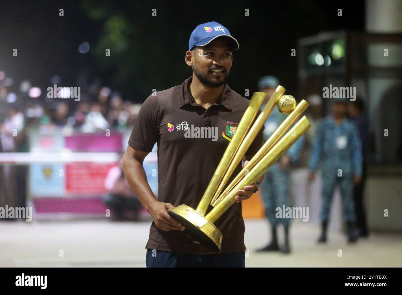 Bangladesh Test Team captain Nazmul Hossain Shanto possess along the ...