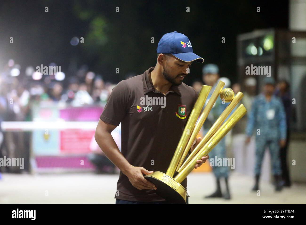 Bangladesh Test Team captain Nazmul Hossain Shanto possess along the ...