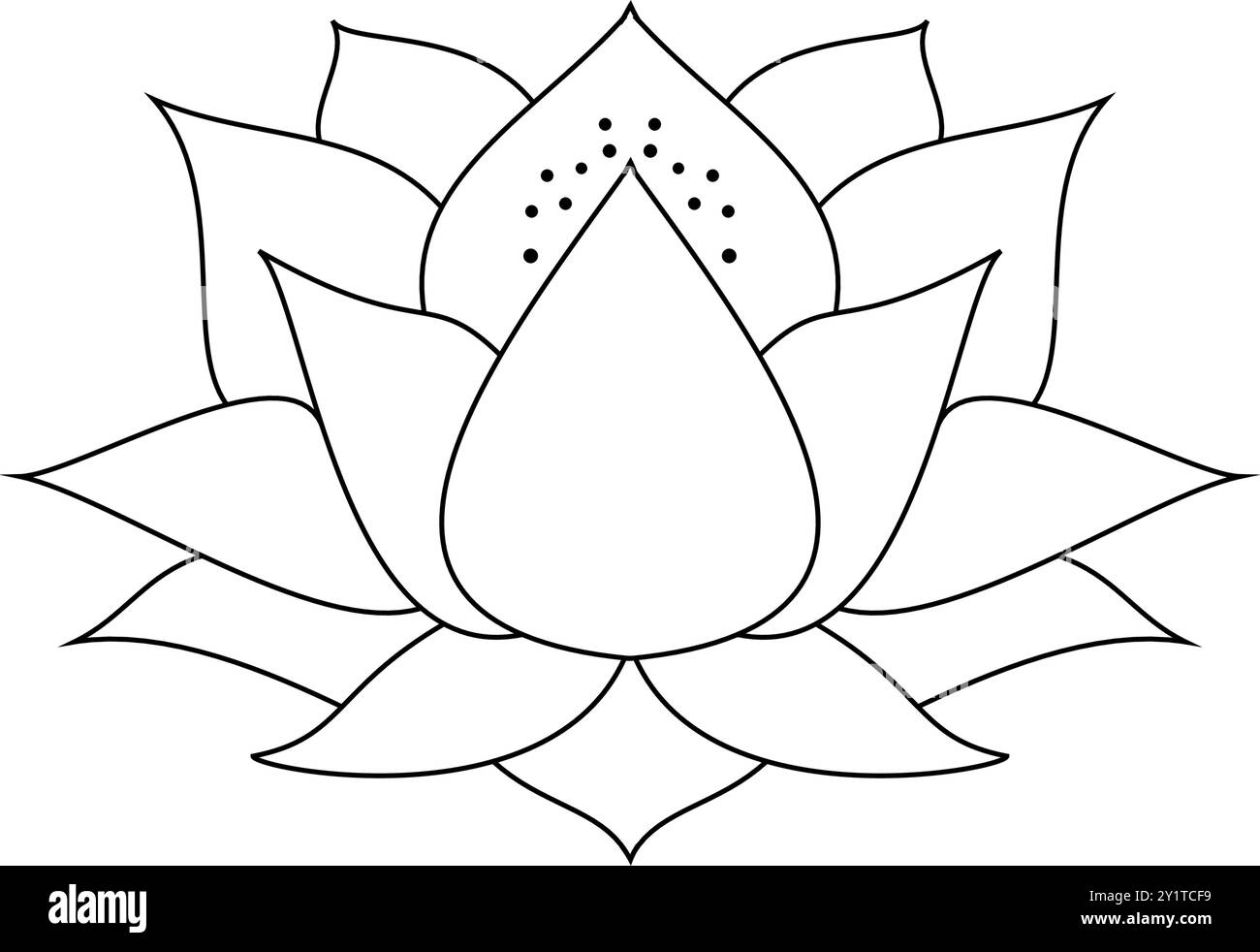 Elegant Lotus Flower Mandala - Symmetrical Line Art Illustration Stock ...