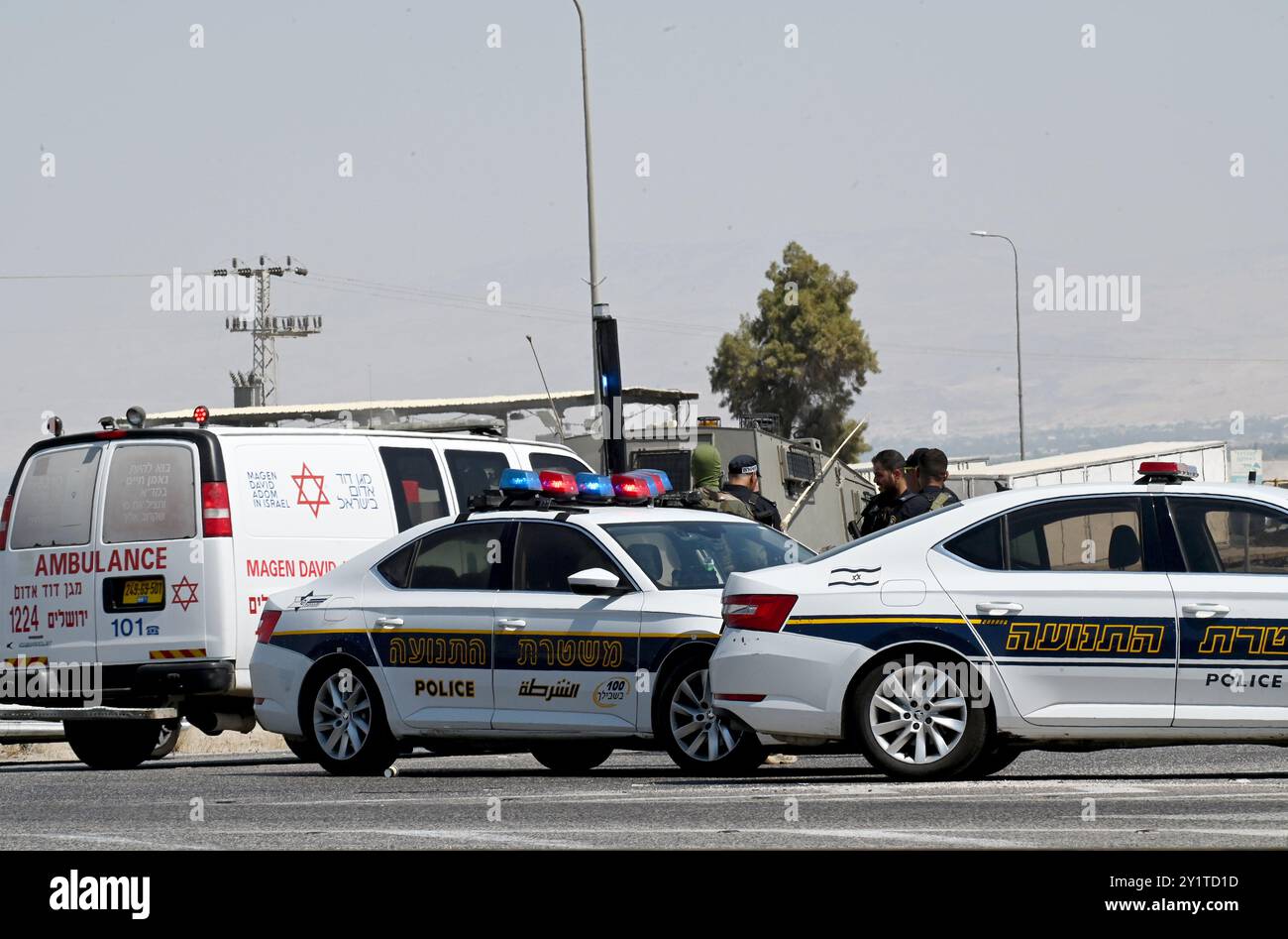 Allenby Bridge Crossing, West Bank. 08th Sep, 2024. Israeli security ...