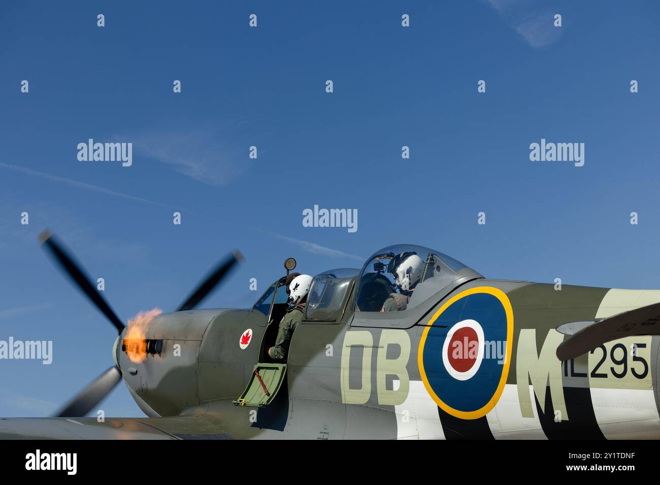 30/07/24 Spitfire ML295 spits fire after starting its Merlin engine at ...