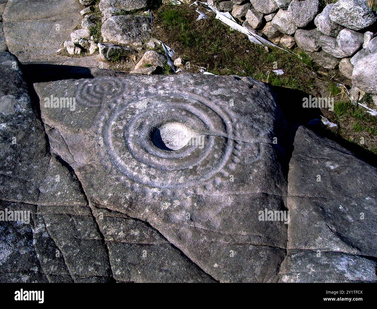 Louro , Spain. Celtic petroglifos in Galicia. July 21st 2007 Stock ...