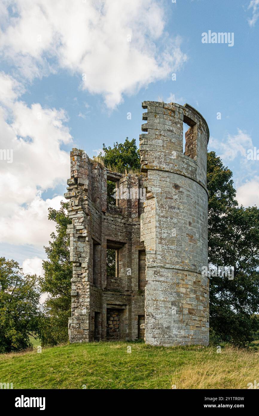 Inside and outside of the ruined tower of Douglas Castle, the early ...
