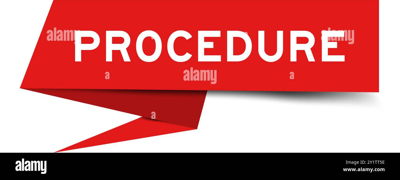 Red color speech banner with word procedure on white background Stock ...