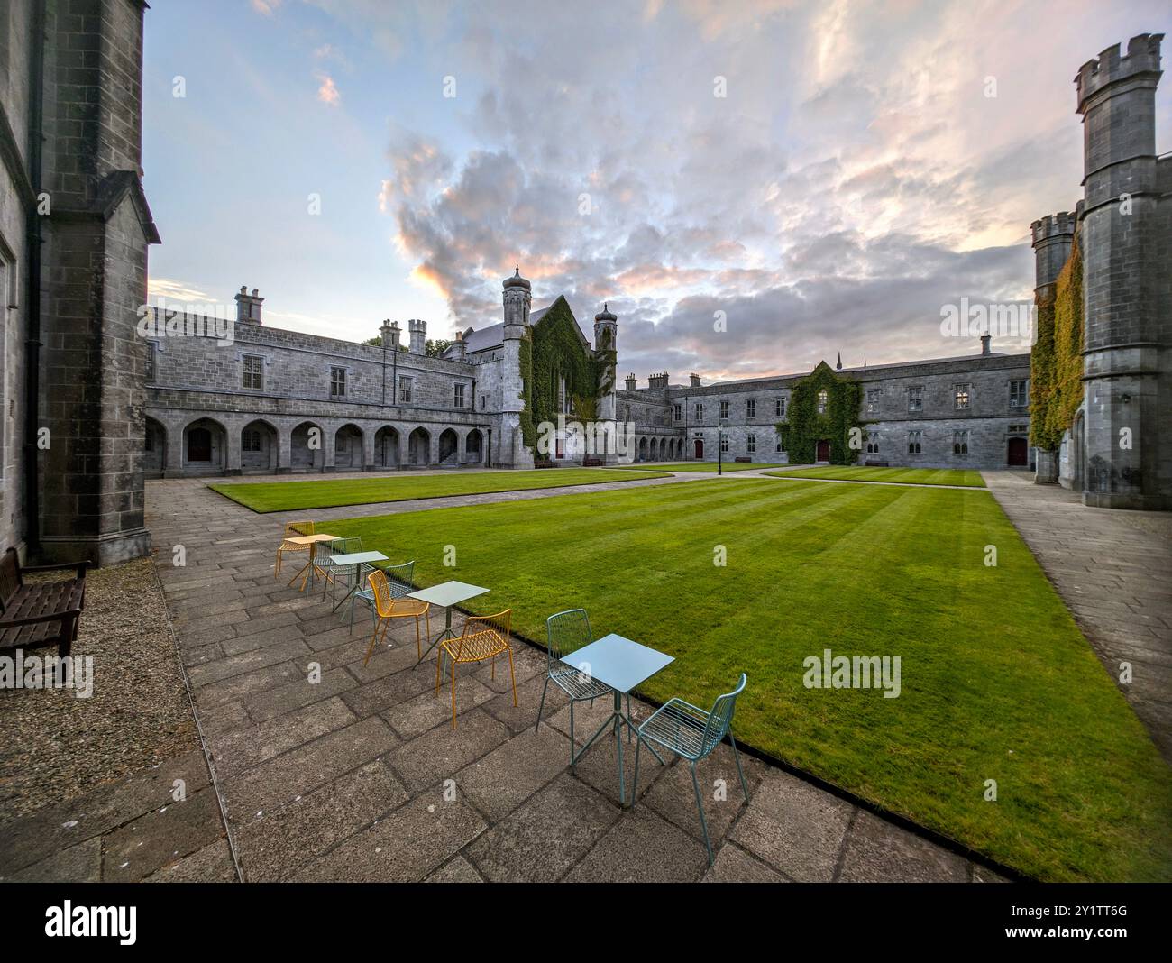 The University of Galway, quadrangle at sunset in Ireland, amazing ...