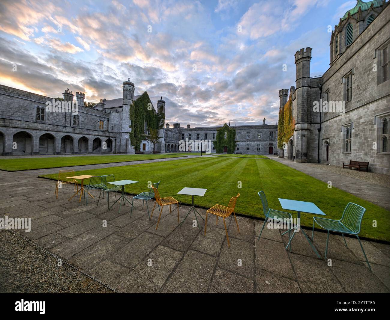 The University of Galway, quadrangle at sunset in Ireland, amazing ...