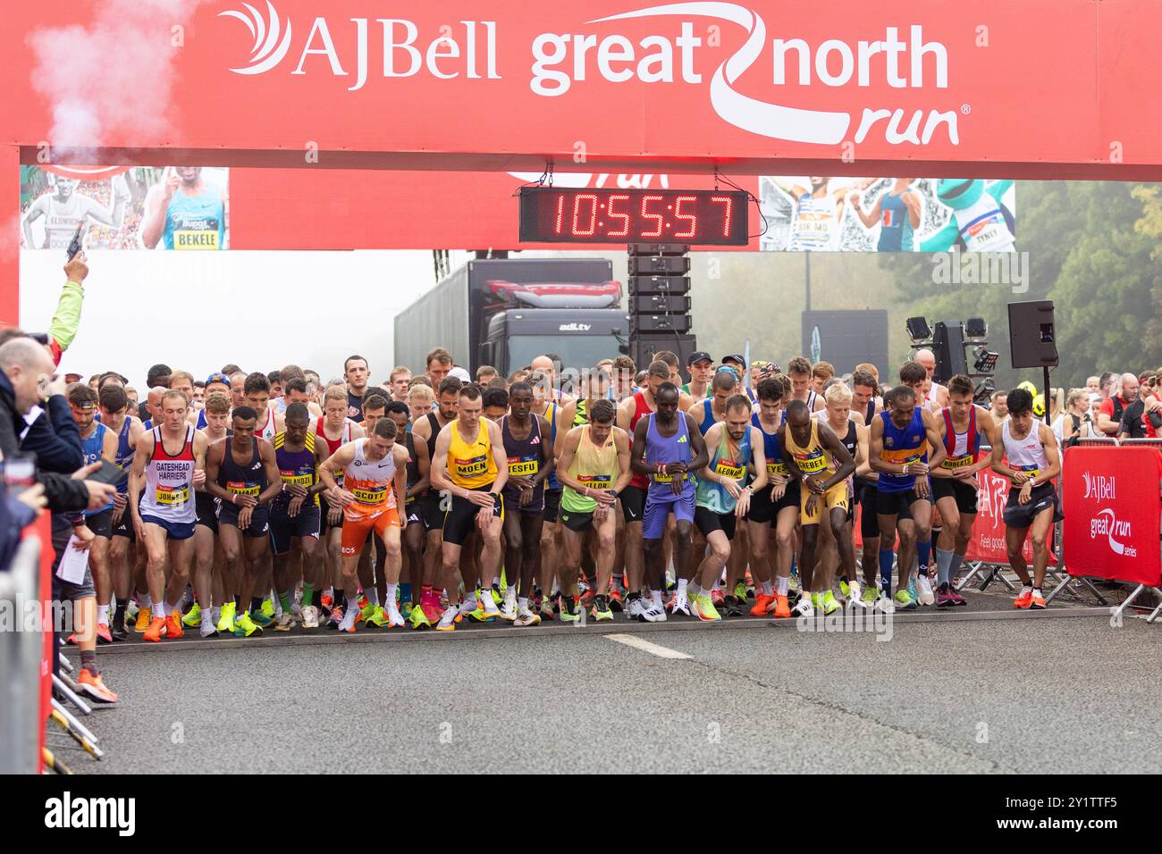Newcastle, United Kingdom, 08 September 2024, Elite Men Race start line ...