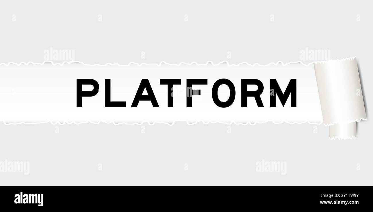 Ripped gray paper background that have word platform under torn part ...