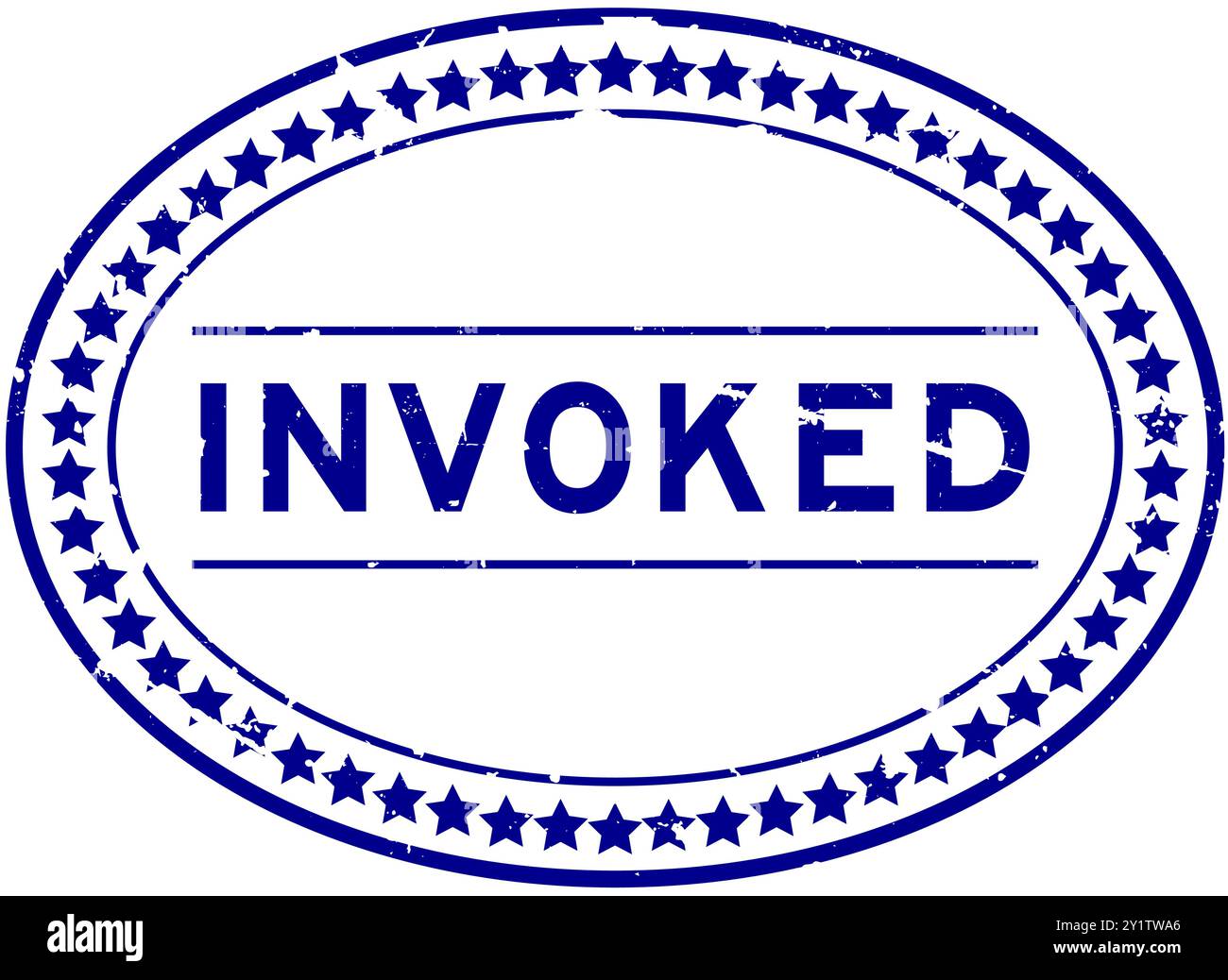 Grunge blue invoked word oval rubber seal stamp on white background ...