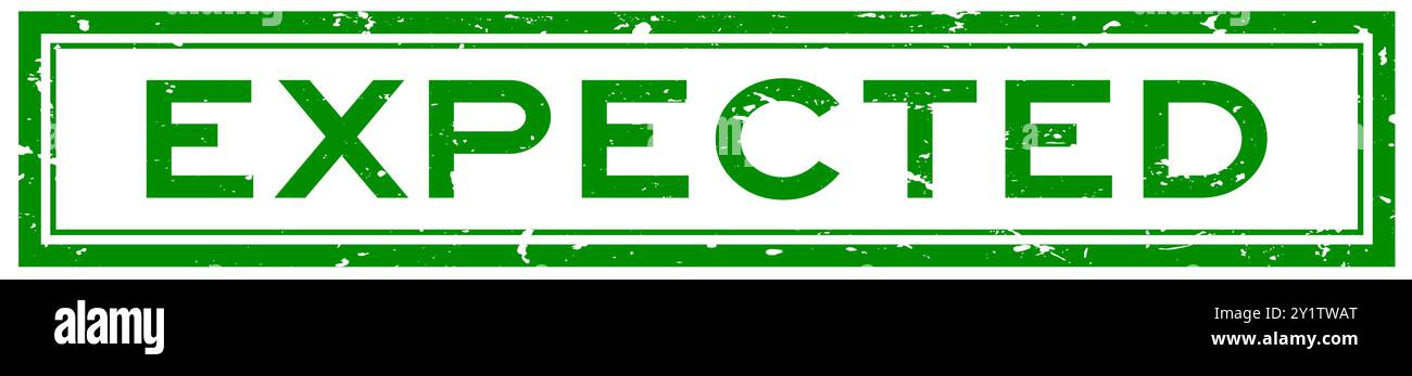 Grunge green expected word square rubber stamp in white background ...