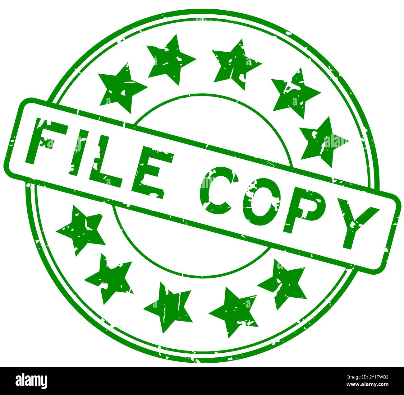 Grunge green file copy word with star icon round rubber seal stamp on ...
